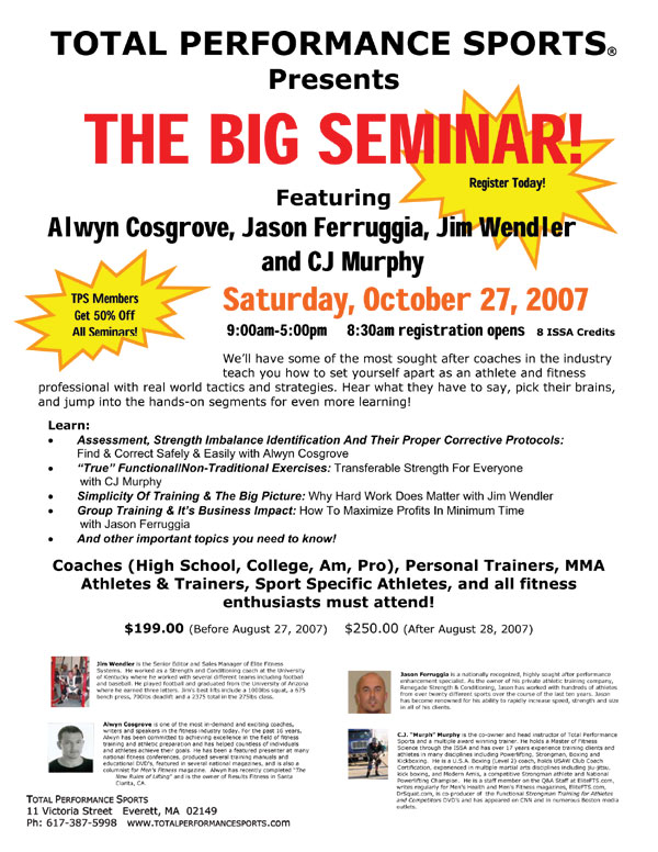Total Performance Sports Presents The Big Seminar